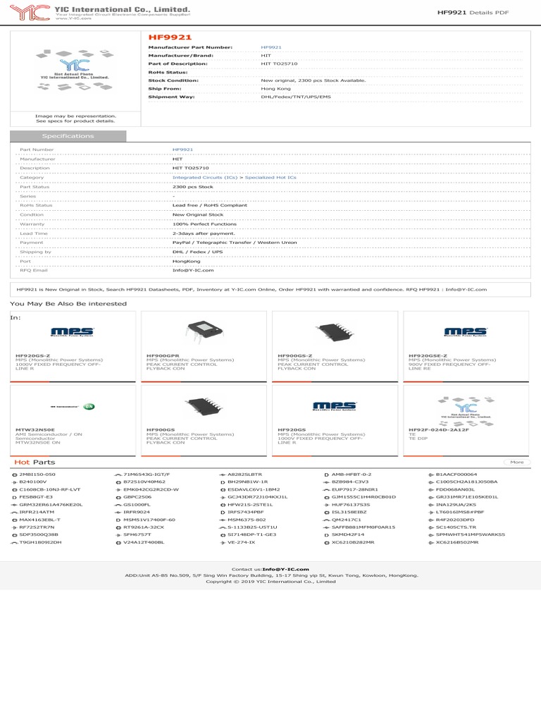 HF9921 | PDF | Electronics | Computer Engineering