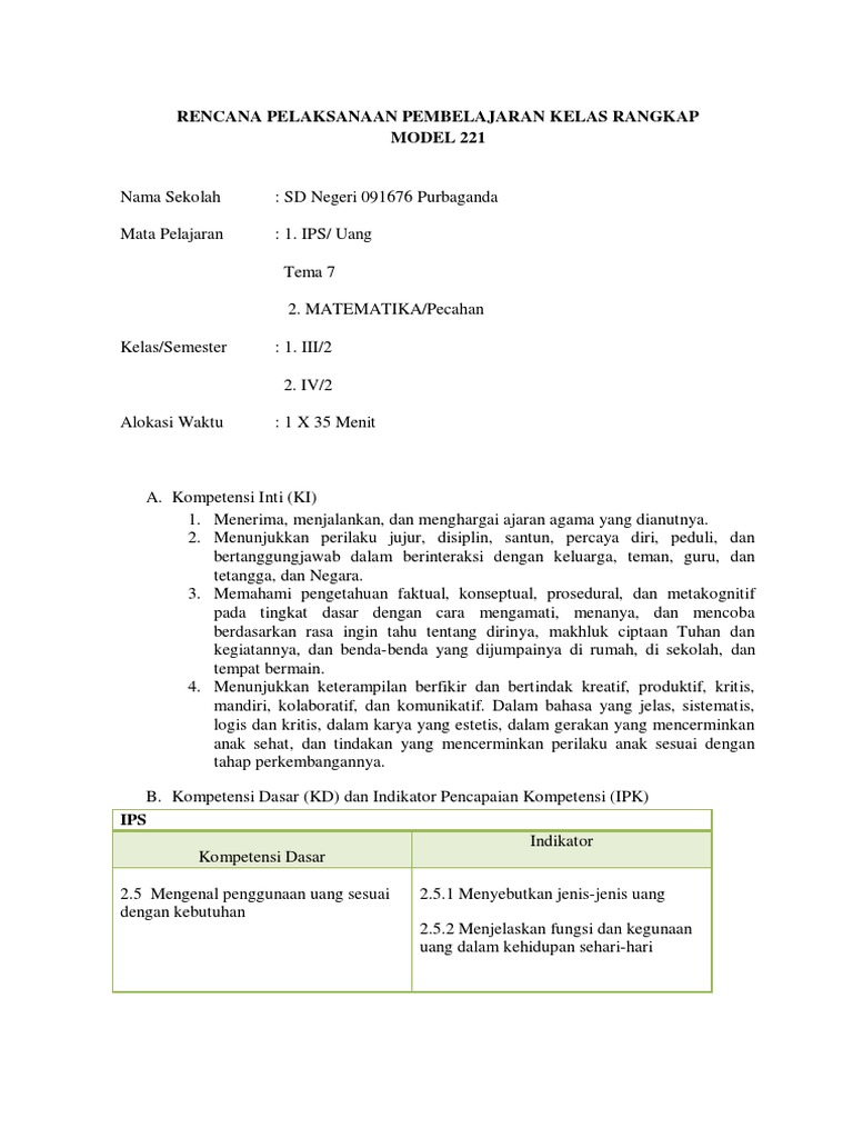RPP PKR Model 221 - Ega Alisiya - 850049288 | PDF