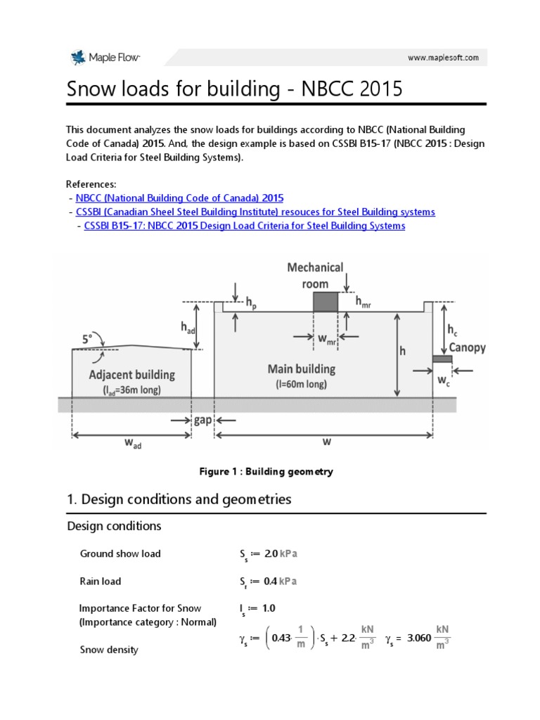 Snow Loads For Building - NBCC 2015: 1. Design Conditions and ...