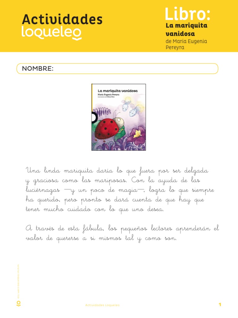 Actividades La Mariquita Vanidosa2 | PDF | Artes del Lenguaje y ...