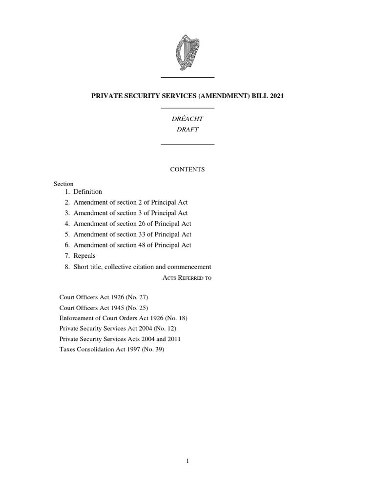 Private Security Services Amendment Bill 2021 Pdf Act Of