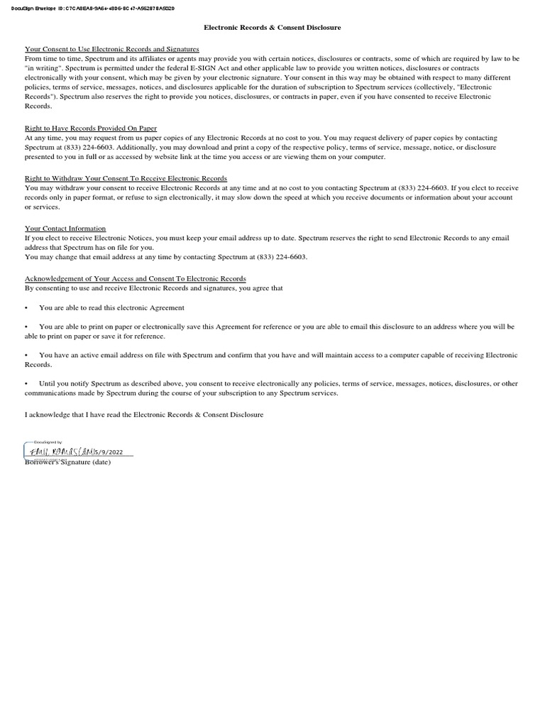 Electronic Records & Consent Disclosure | PDF | Computing | Cyberspace