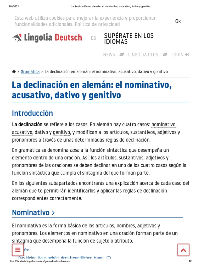 La Declinación en Alemán - El Nominativo, Acusativo, Dativo y Genitivo ...