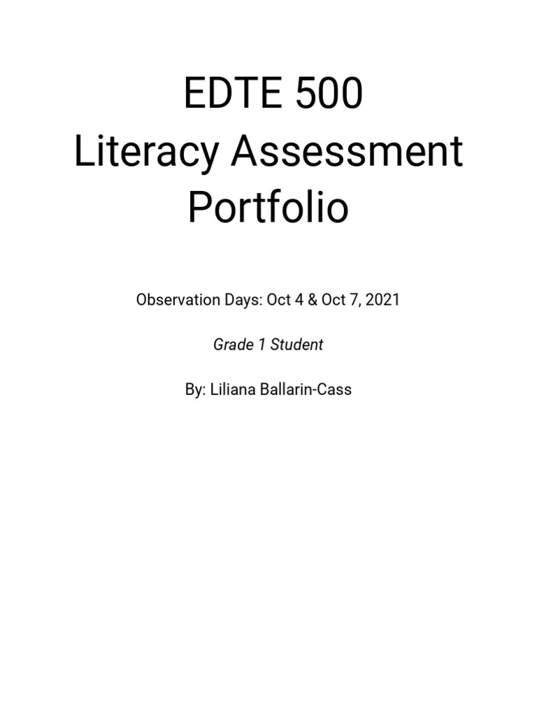 Learning Assessment Portfolio-2 | PDF | Literacy | Cognition