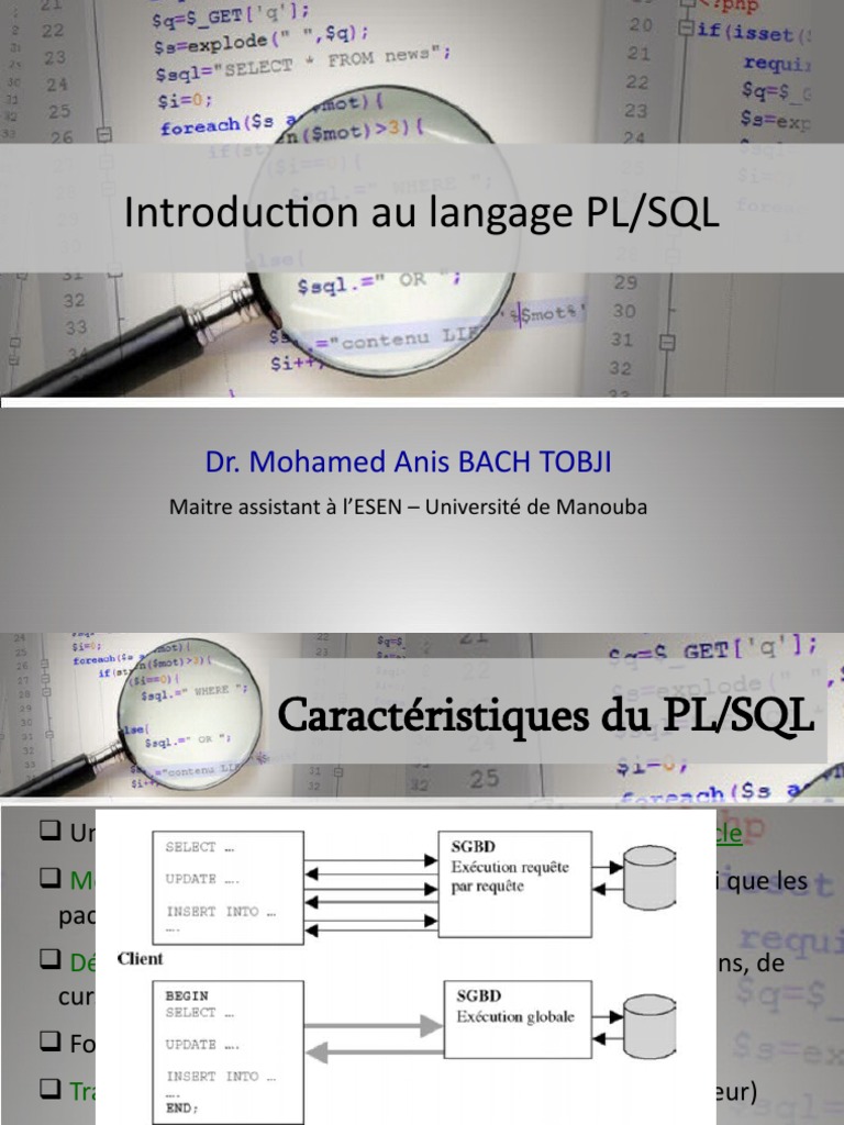 Introduction Au Langage PL/SQL: Dr. Mohamed Anis BACH TOBJI | PDF | PL/SQL | SQL
