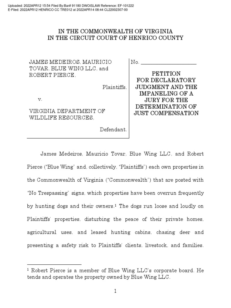 In The Commonwealth of Virginia in The Circuit Court of Henrico County ...