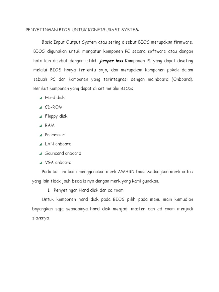 Melakukan Setting Bios | PDF