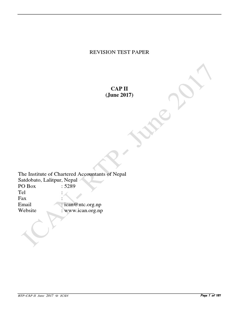 Revision - Test - Paper - CAP - II - June - 2017 9 | PDF | Equity ...