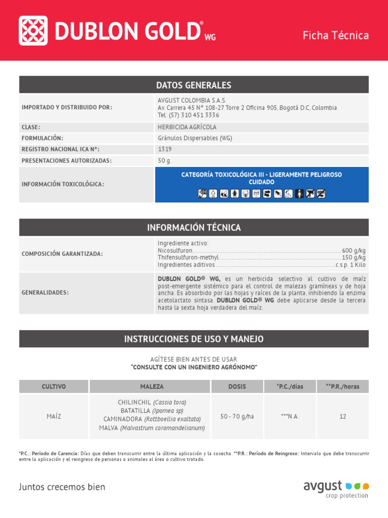 Dublon Gold WG FichaTecnica - 2020 - CO2 | PDF | Agricultura