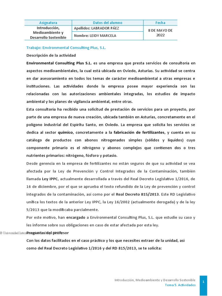 Desarrolle de Actividad Gaeo01 - t5 - Act | PDF | Fertilizante
