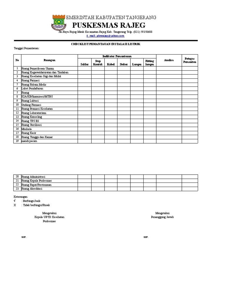 Checklist Pemantauan Instalasi Listrik | PDF