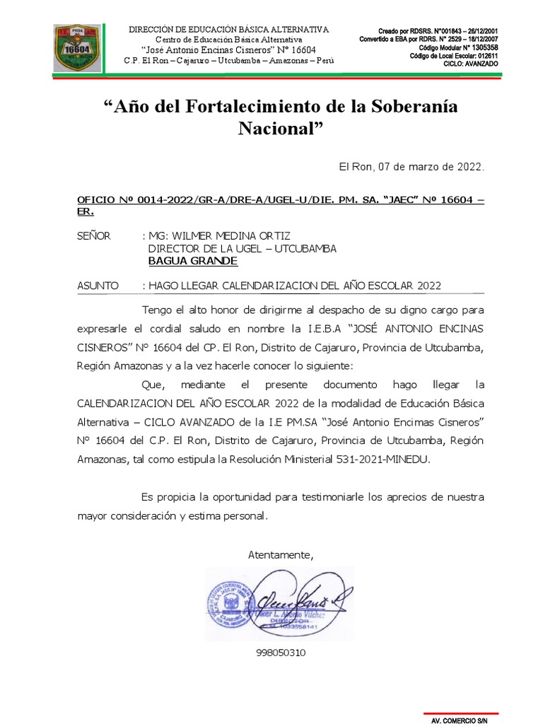 Oficio #014-2022 | PDF