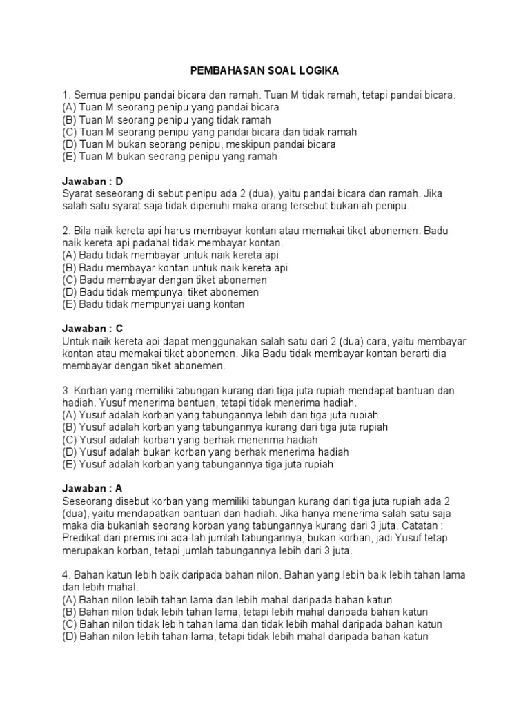 Pembahasan Soal Logika | PDF