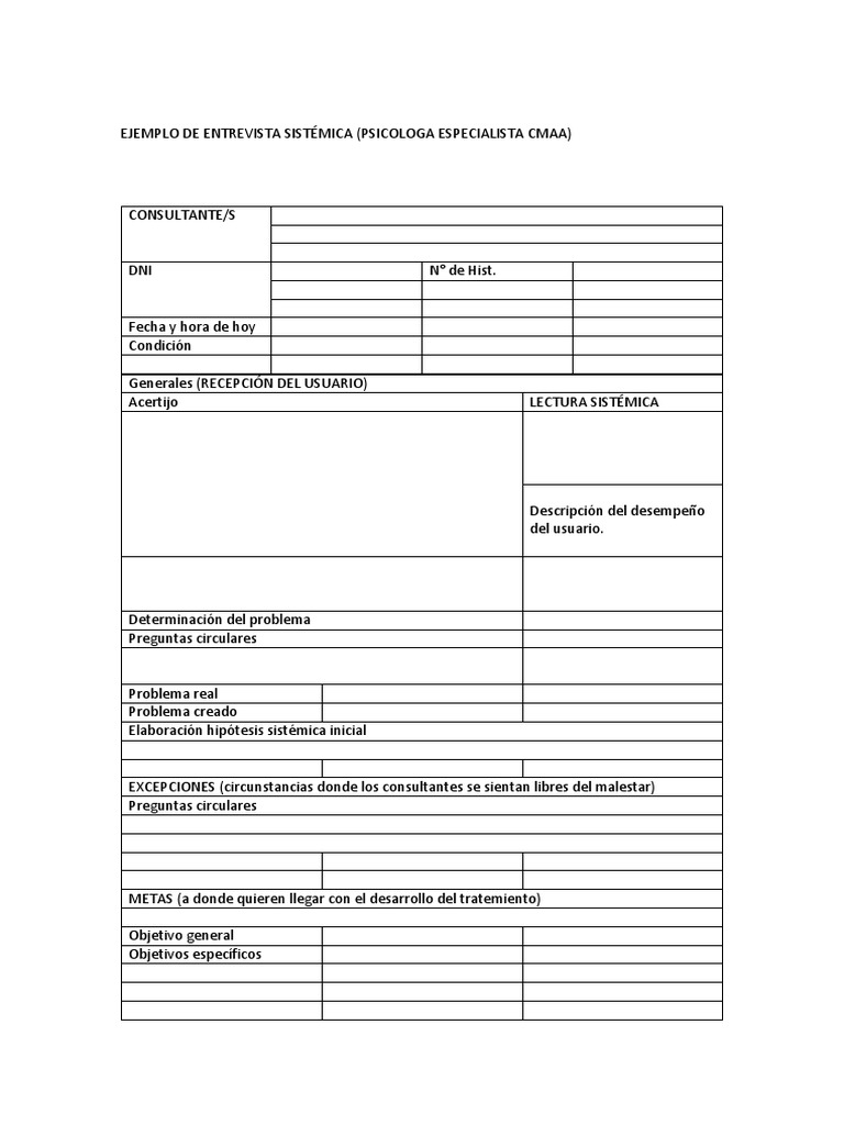 Ejemplo De Entrevista Sistémica Pdf
