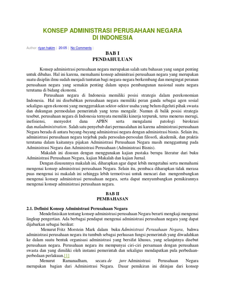 Konsep Administrasi Perusahaan Negara Di Indonesia | PDF | Pengelolaan ...