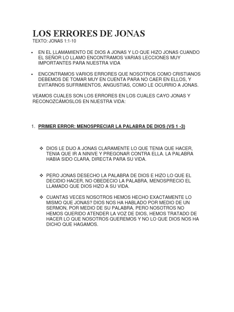Errores de Jonás y sus Consecuencias | PDF | Jonás | Dios