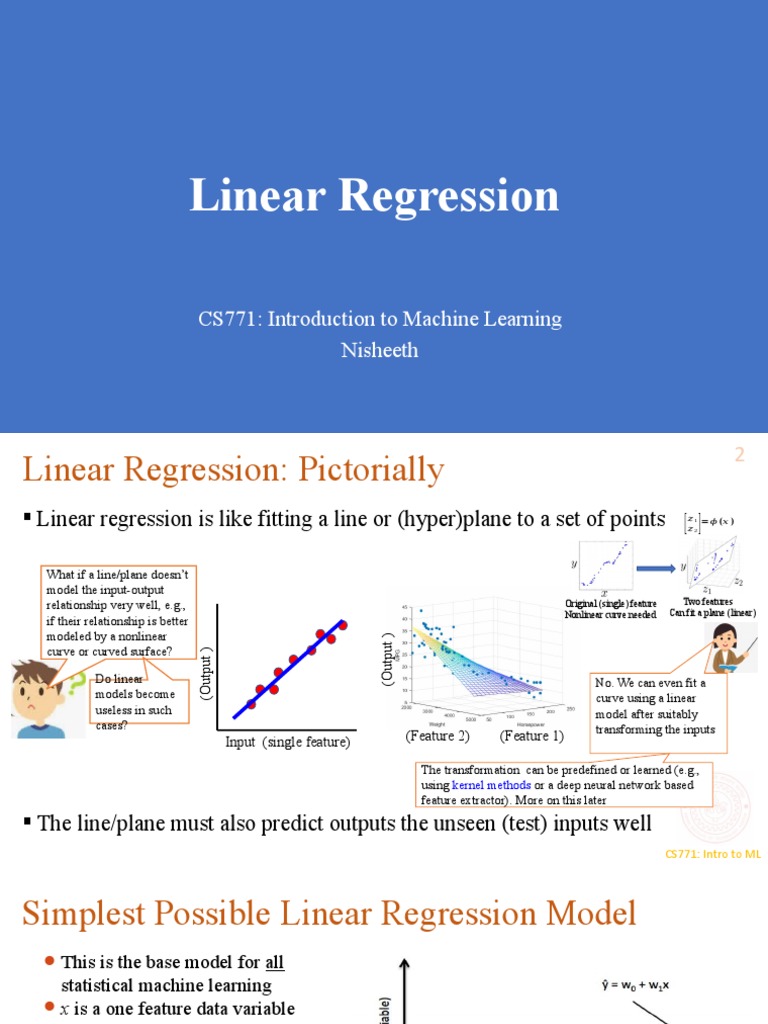 Linear Regression: CS771: Introduction To Machine Learning Nisheeth ...