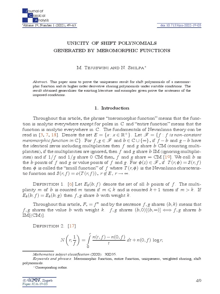 Uniqueness of Shift Polynomials | PDF | Polynomial | Function (Mathematics)