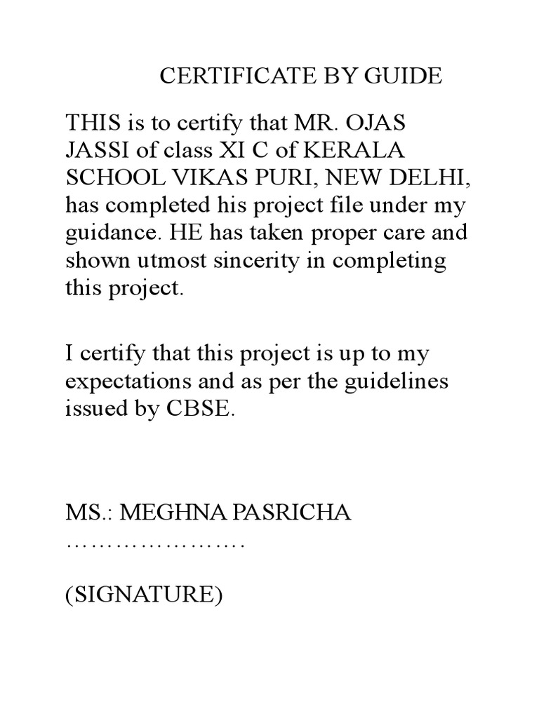 Certificate by Guide | PDF