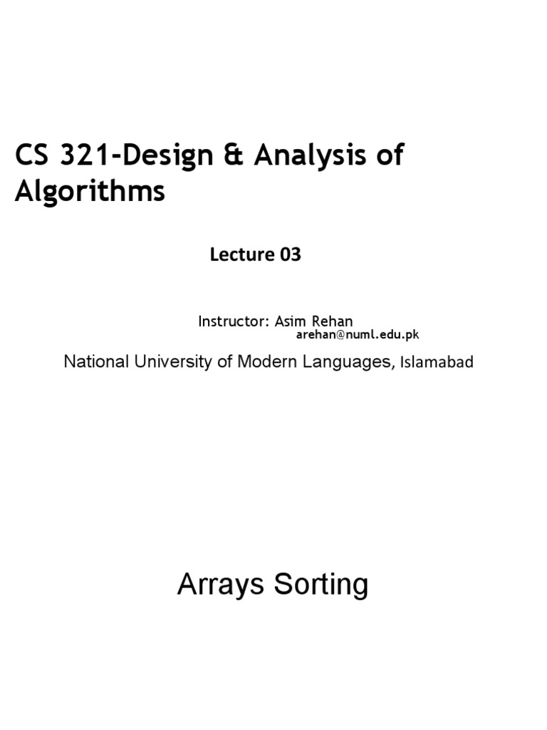 CS 321-Design & Analysis of Algorithms: National University of Modern ...