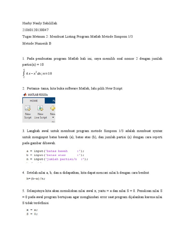 Tugas 2 Listing Program Metnum Hasby Nauly Sabilillah 21060120130047 PDF | PDF | Metode & Bahan Ajar