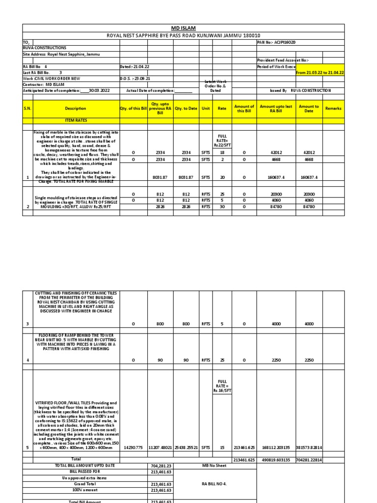 Ra Bill No 4 | Download Free PDF | Tile | Stairs