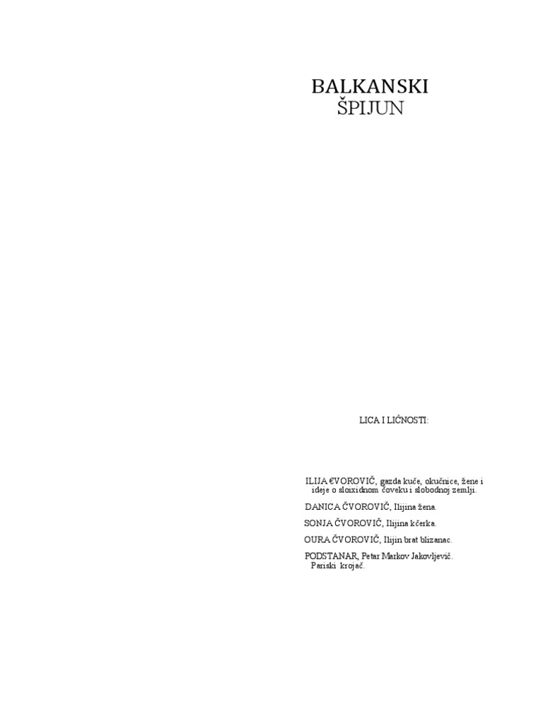 Dusan Kovacevic Balkanski Spijun | PDF
