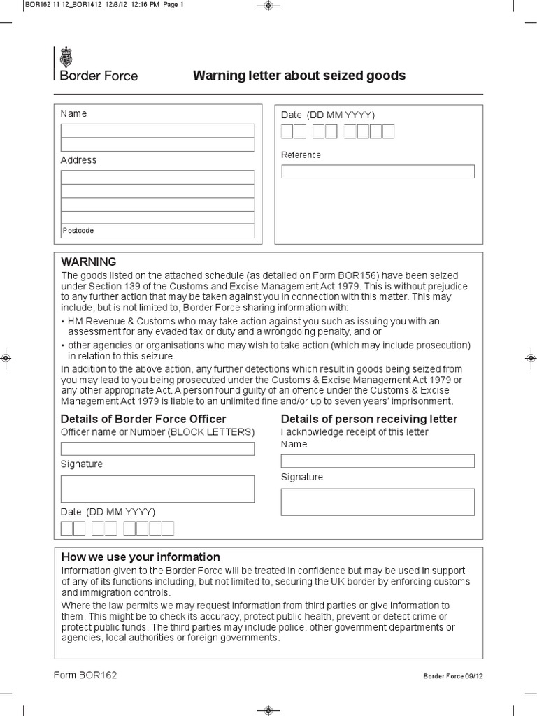 Ashley Davis 28382 Enc 2 Warning Letter About Seized Goods | Download ...