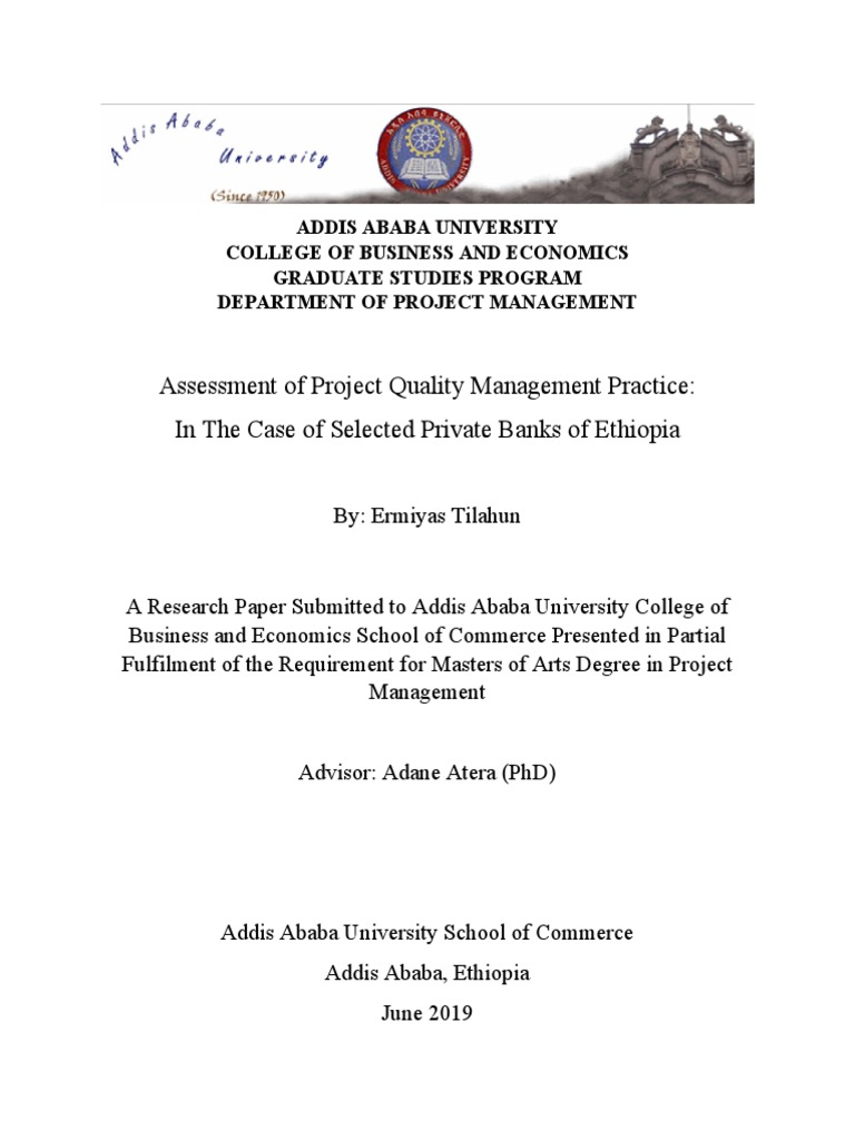 Ermiyas Tilahun | PDF | Project Management | Quality Management