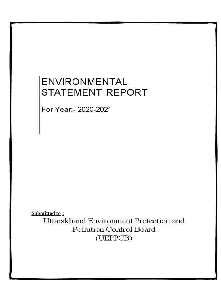 Environmental Statement Report: For Year:-2020-2021 | PDF | Air ...