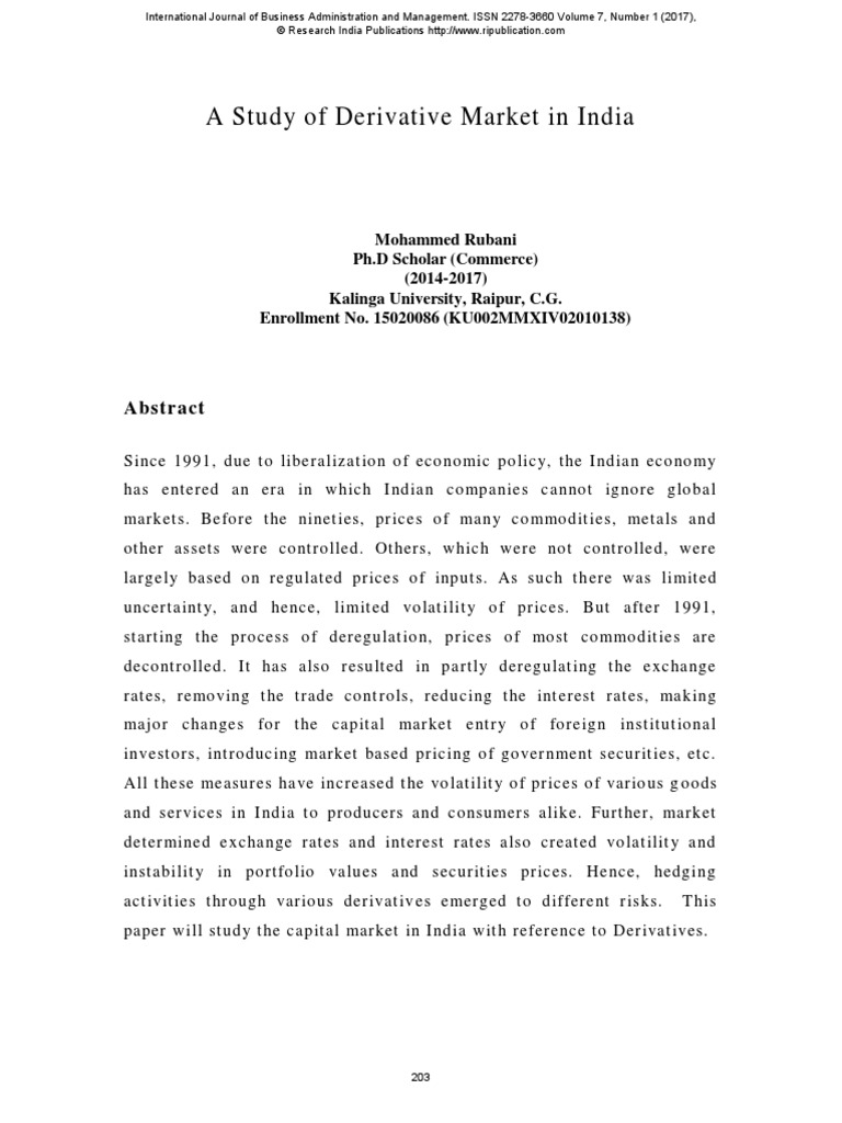 History of Derivatives in India | PDF | Futures Contract | Derivative ...