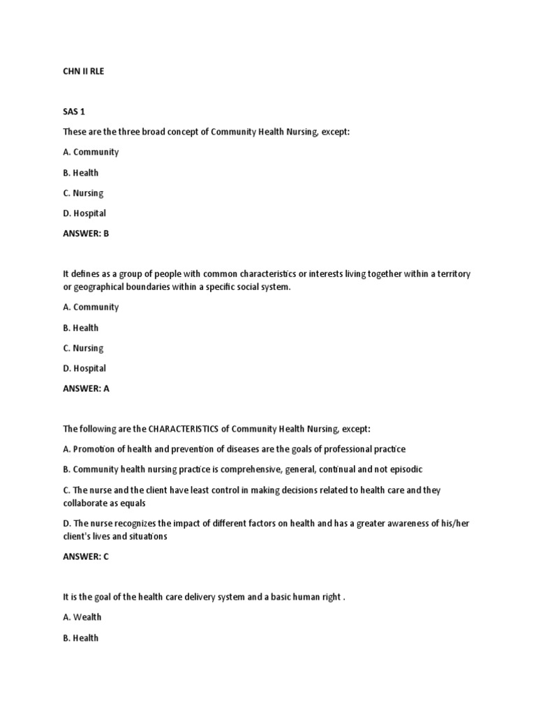 CHN Ii Rle Sas | PDF | Nursing | Community
