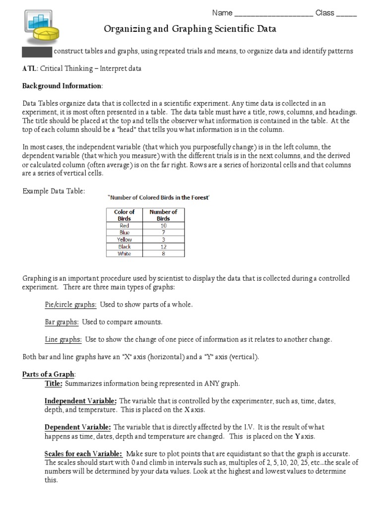 Data Tables and Graphing Practice - Student Page | PDF | Experiment ...