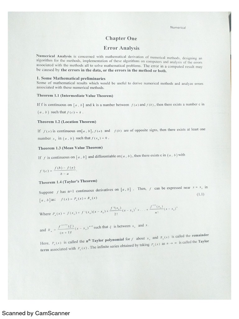 Numerical Analysis Chapter 1 Error Analysis | PDF