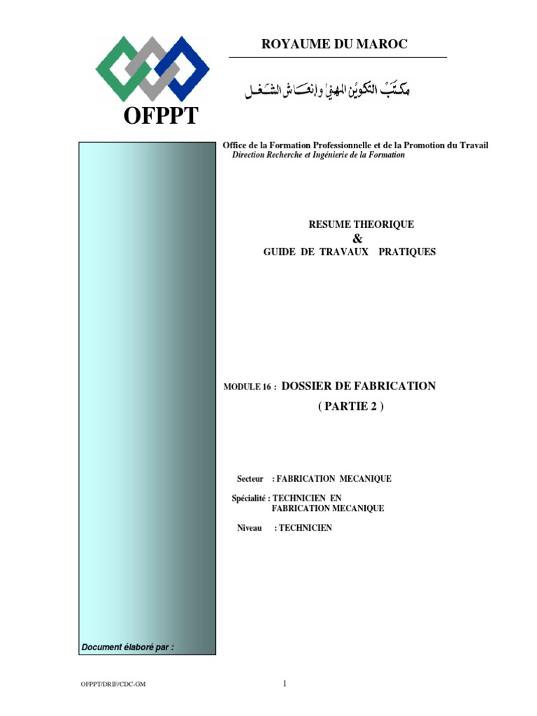 TFM Marocetude - Com M16 Dossier de fabrication-partie2-FM-TFM | PDF ...