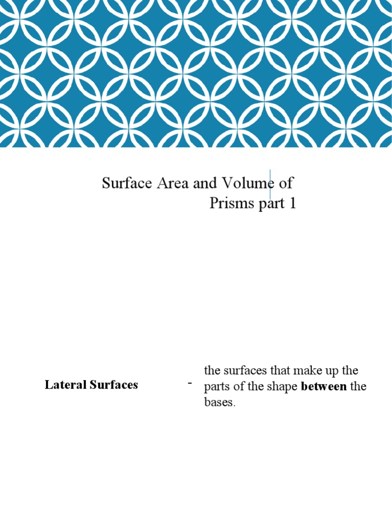 L3 Surface Area and Volume of Right Prisms Part 1 | PDF | Area | Volume