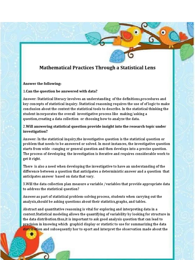Mathematical Practices Through A Statistical Lens | Download Free PDF ...