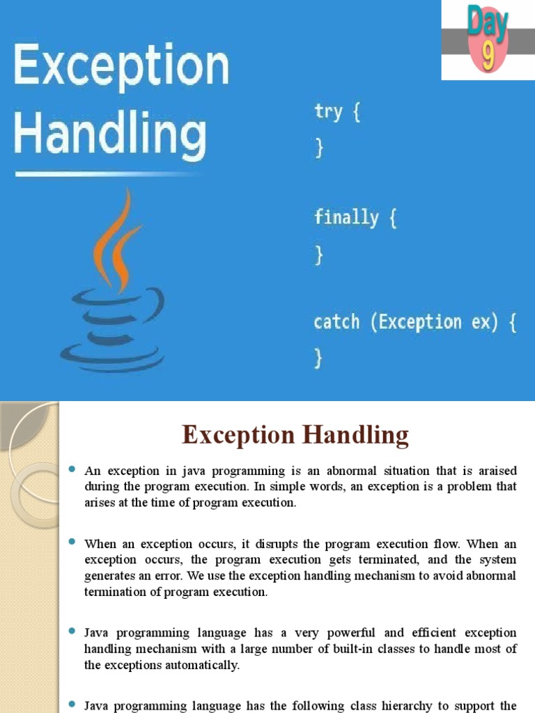 Exception Handling Pdf Java Programming Language Class