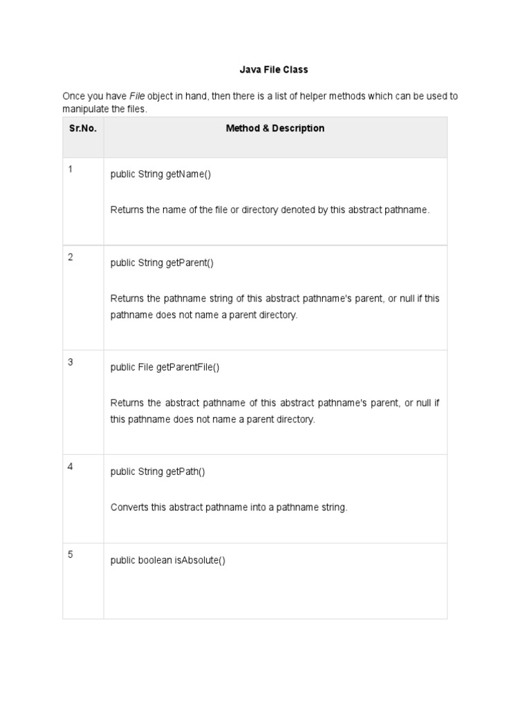 Java File Class Methods Pdf Class Computer Programming Parameter Computer Programming