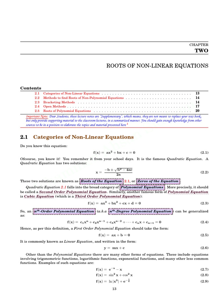 Numerics Chapter 2&3 | PDF | Equations | Polynomial