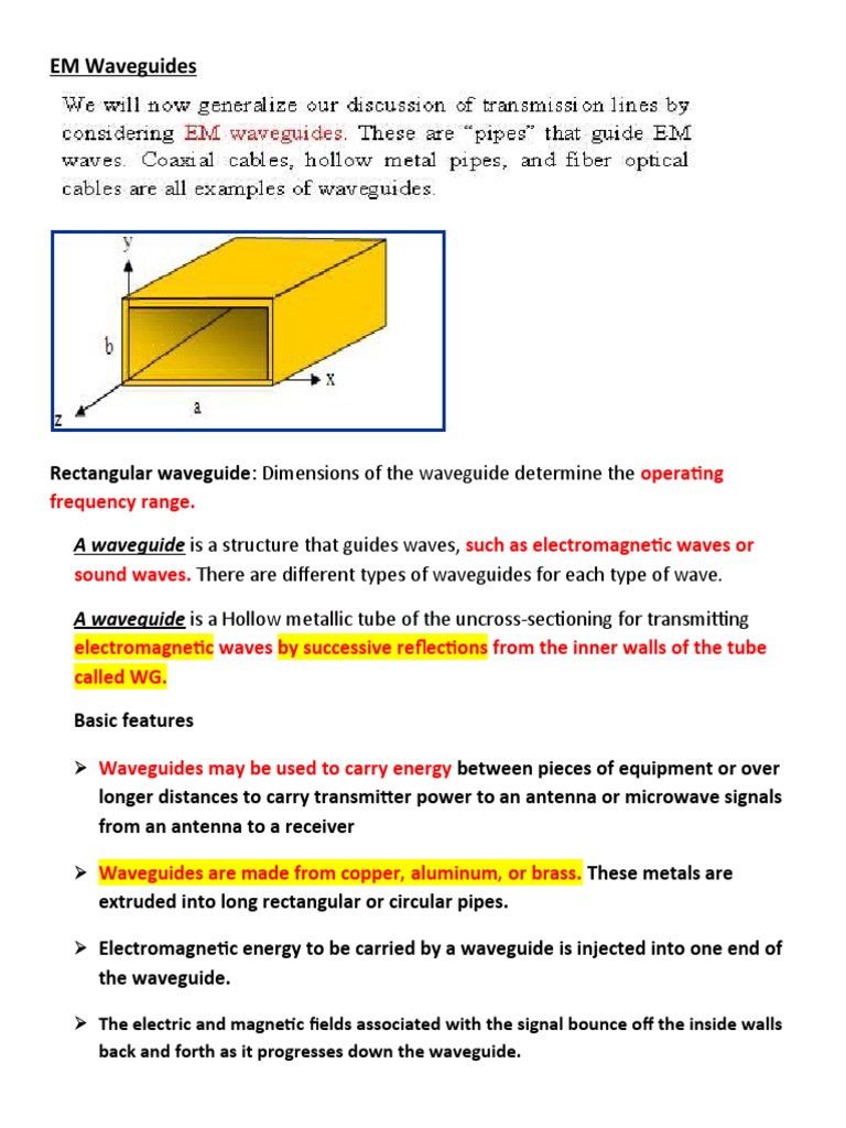EM Waveguide Fundamentals | PDF | Waveguide | Transmission Line