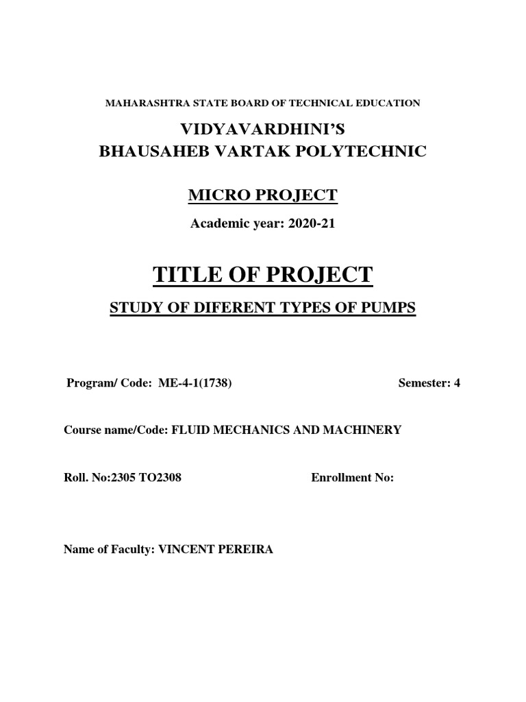 2305-2308 FMM Micro Project | PDF | Pump | Liquids
