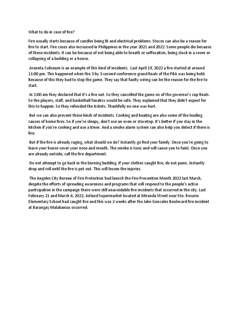 What To Do in Case of Fire | PDF