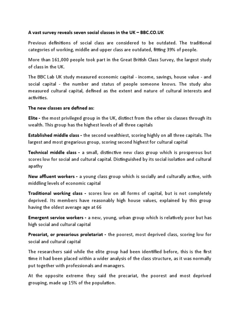Great British Class Survey | PDF | Economies | Social Inequality
