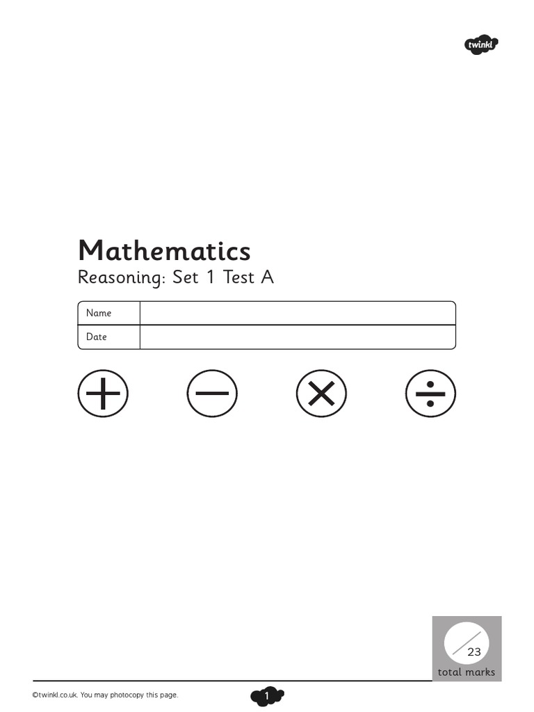 KS2 Reasoning - Pack 1 - Test 1a | PDF | Mathematics | Elementary ...