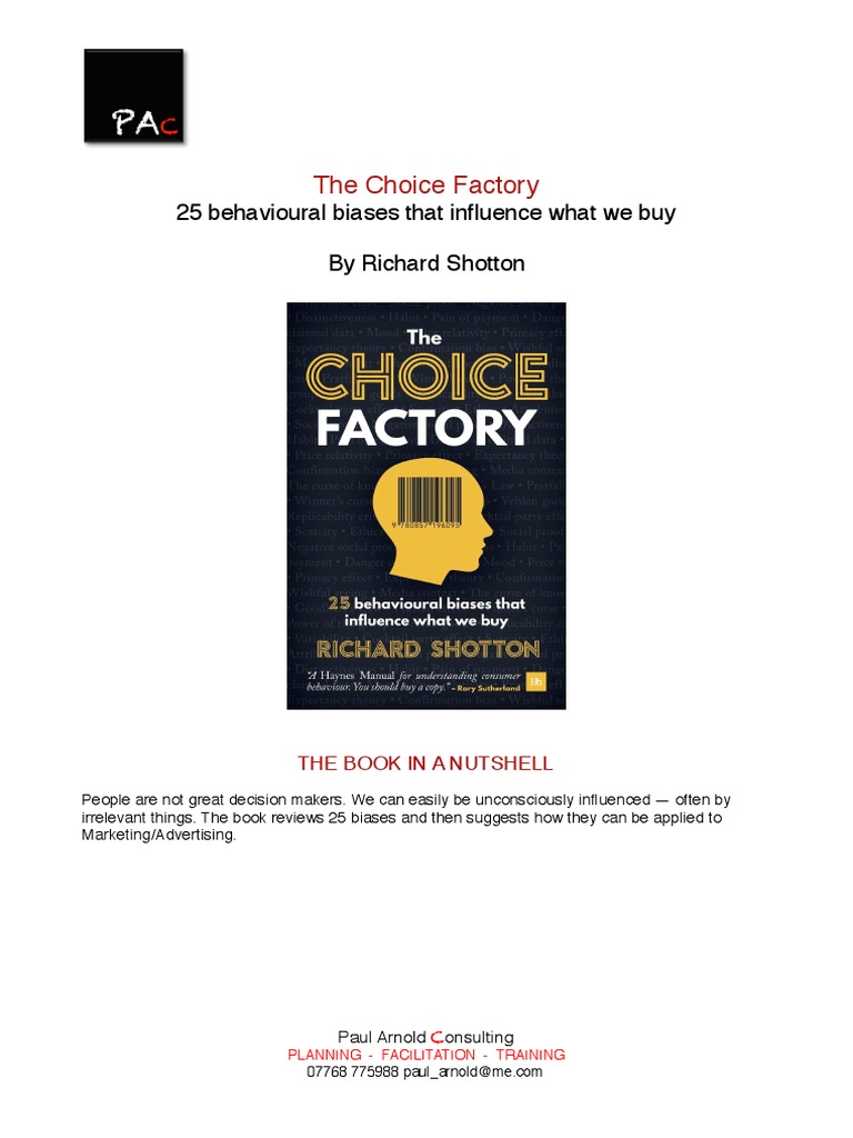 The Choice Factory by Richard Shotton | PDF | Auction | Behavioral ...