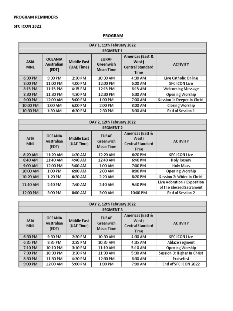 02-PROGRAM-REMINDERS | PDF | Christian Worship And Liturgy