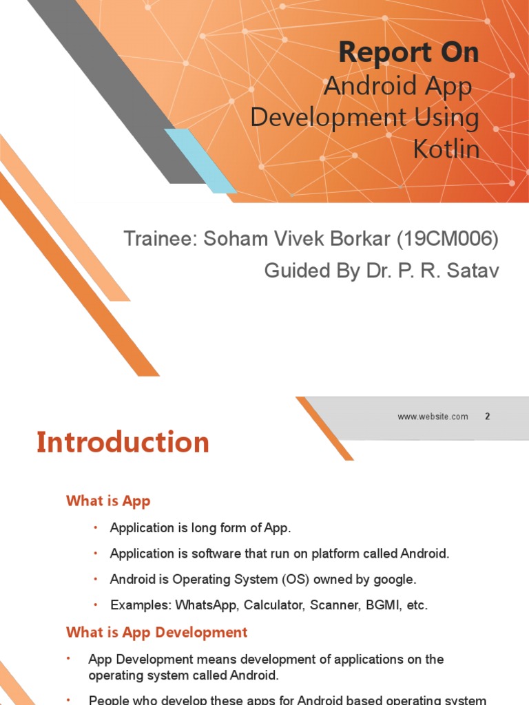 Android App Development Using Kotlin: Report On | PDF | Android (Operating System) | Databases
