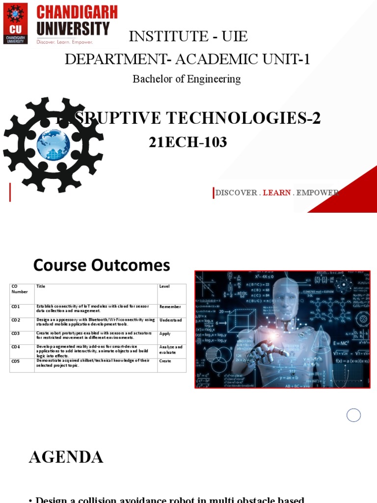 Institute - Uie Department-Academic Unit-1: Disruptive Technologies-2 | PDF | Robotics | Robot