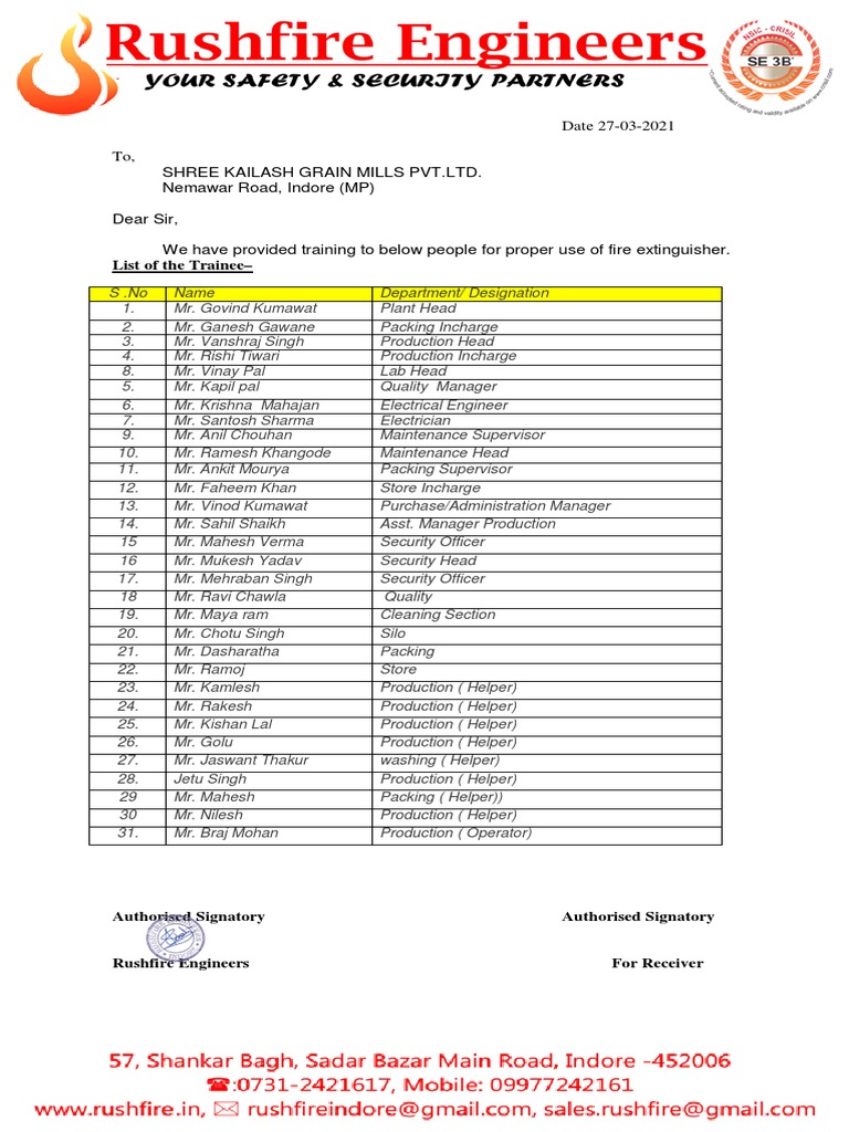 Fire Extinguisher Training Certificates | PDF